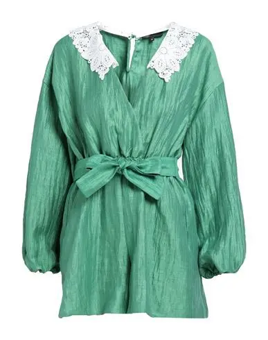 Maje Linen Blend Playsuit - Green