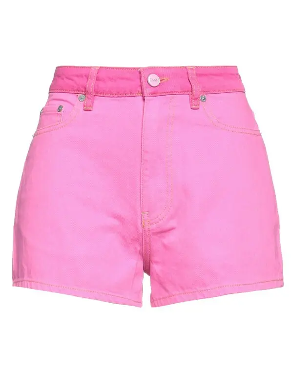 GANNI Organic Cotton High Waisted Two-tone Shorts - Pink