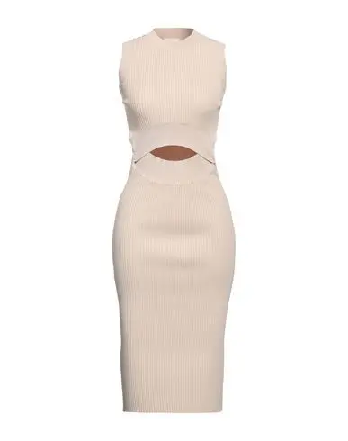 VICOLO Midi Knitted Bodycon Dress - Beige