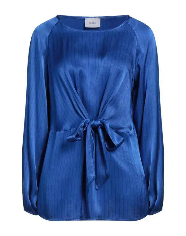 VICOLO Striped Bow-detailed Top - Blue