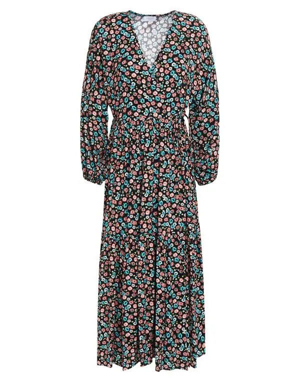 GHOST LONDON Floral Print Midi Shirt Dress