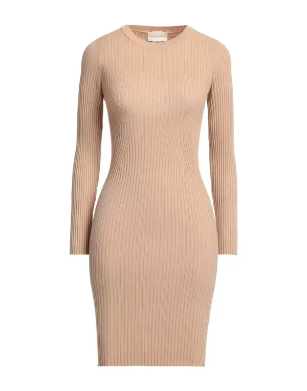 VICOLO Knitted Bodycon Mini Dress - Beige