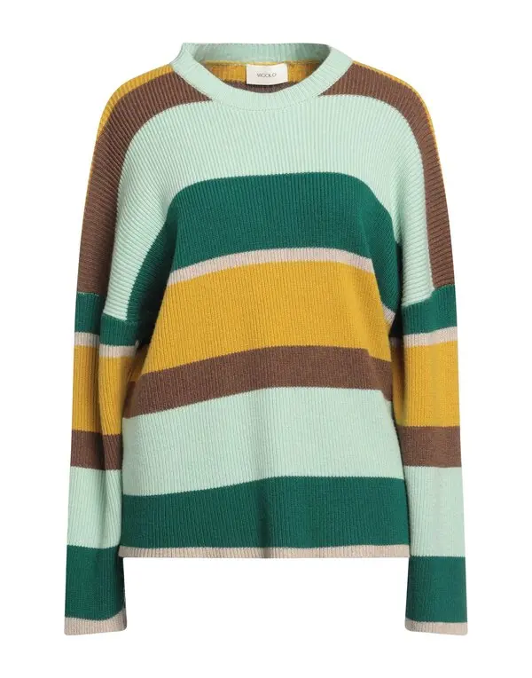 VICOLO Striped Knit Sweater - Green