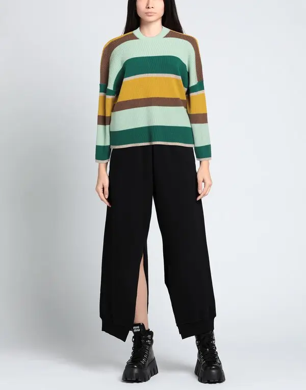 VICOLO Striped Knit Sweater - Green