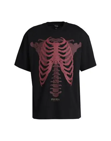 PHOBIA ARCHIVE T-shirt With Red Skeleton T-shirt Size Cotton - Black