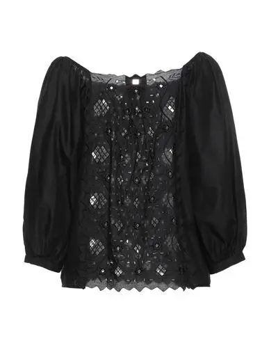 MANILA GRACE Woven Top - Black