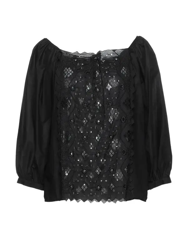 MANILA GRACE Woven Top - Black