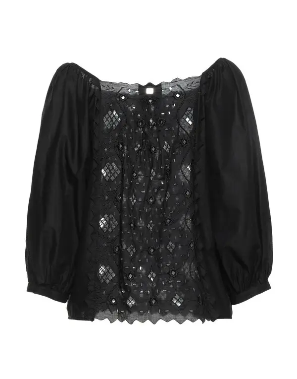 MANILA GRACE Woven Top - Black