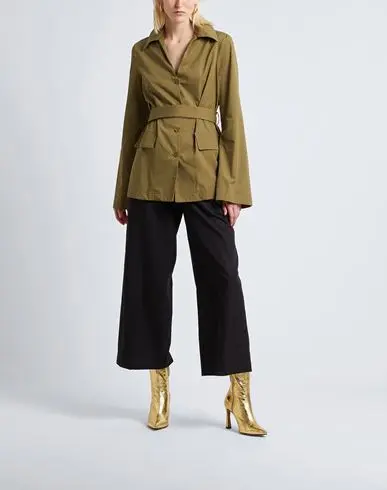 8 BY YOOX Organic Cotton Belted Chemisier Shirt - Green