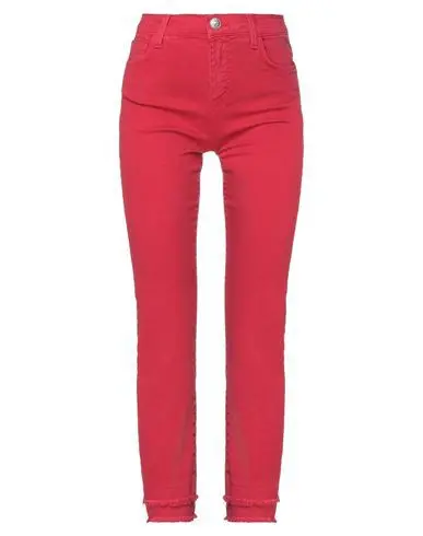 TWINSET Skinny Fit Jeans With Fringed Hem - Red