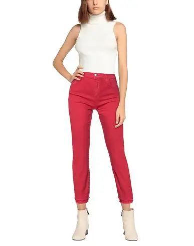 TWINSET Skinny Fit Jeans With Fringed Hem - Red