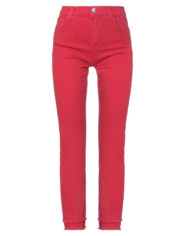 TWINSET Skinny Fit Jeans With Fringed Hem - Red
