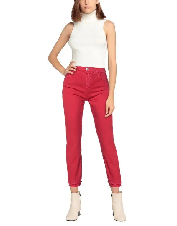 TWINSET Skinny Fit Jeans With Fringed Hem - Red