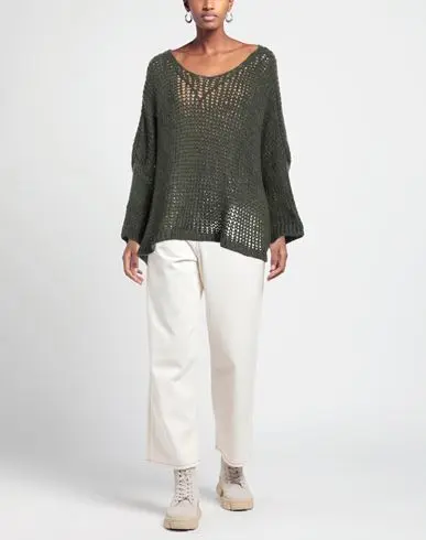 SPADALONGA Solid Round Neck Sweater - Green