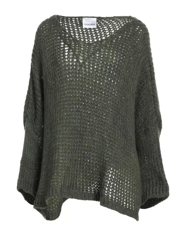SPADALONGA Solid Round Neck Sweater - Green