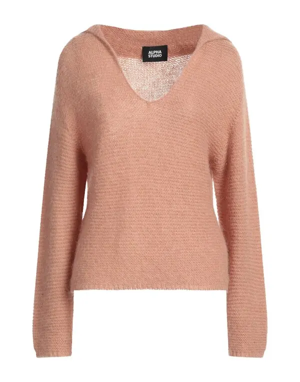 Alpha Studio Knitted V-neck Sweater - Beige