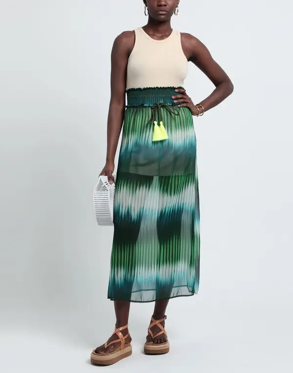 PEPITA Flared Maxi Skirt - Green