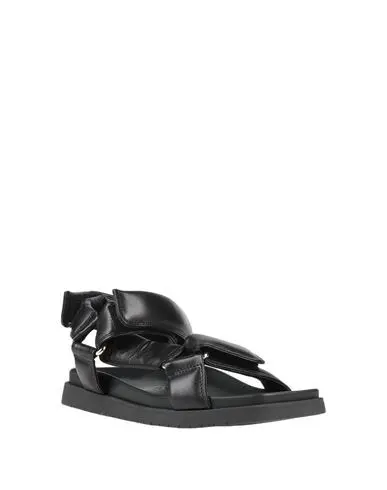 DOUCAL'S Leather Flat Sandals - Black