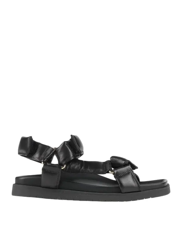 DOUCAL'S Leather Flat Sandals - Black