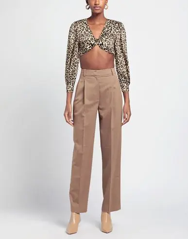 VICOLO Leopard-print Satin Crop Top - Beige