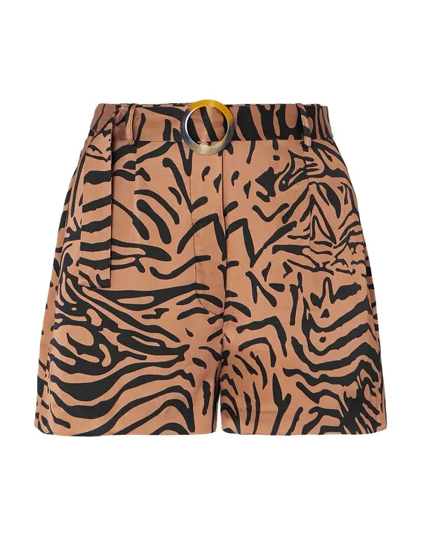 DE LA VALI Zebra Striped High-waisted Shorts