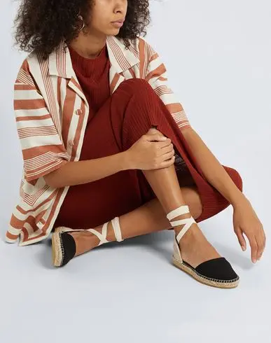 8 BY YOOX Organic Cotton Espadrilles With Ankle Tie Fastening