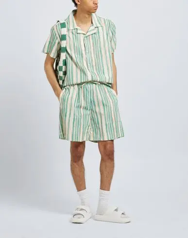 8 BY YOOX Cotton Wide Leg Striped Shorts