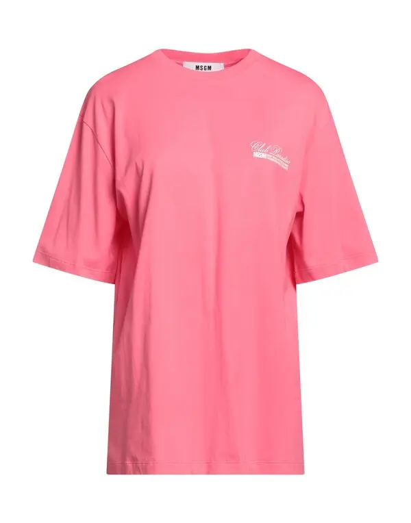 MSGM Cotton T-shirt With Print - Pink