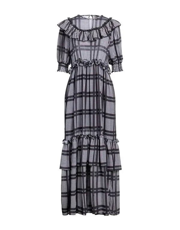 5RUE Tartan Pattern Maxi Dress - Grey