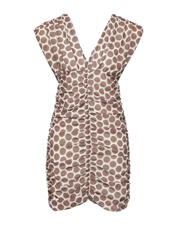 MOODY Polka Dot Mini Bodycon Dress - Beige