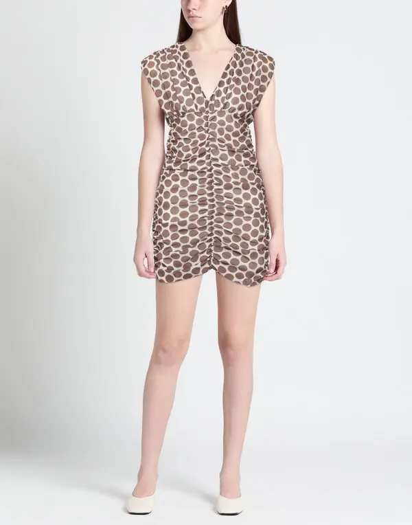 MOODY Polka Dot Mini Bodycon Dress - Beige