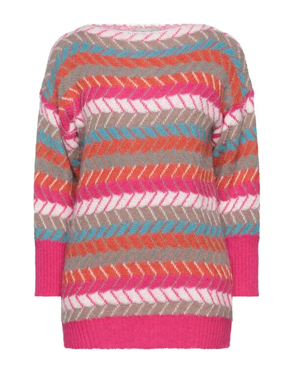 CROCHÈ Multicolor Patterned Sweater - White