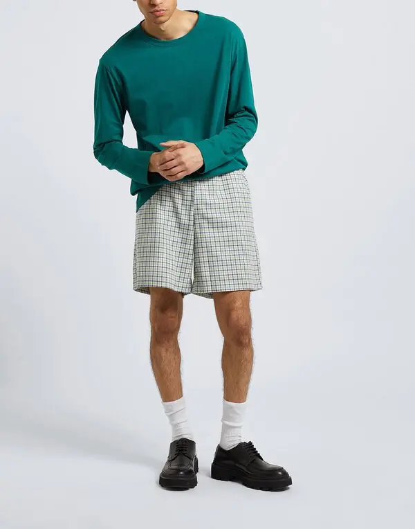 8 BY YOOX Cotton Wide Leg Plaid Shorts