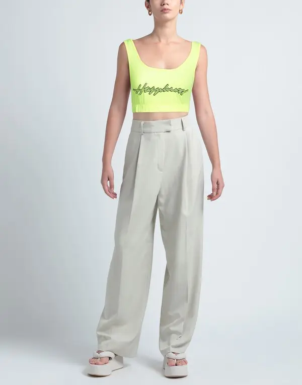 HAPPINESS Embroidered Jersey Crop Top - Yellow