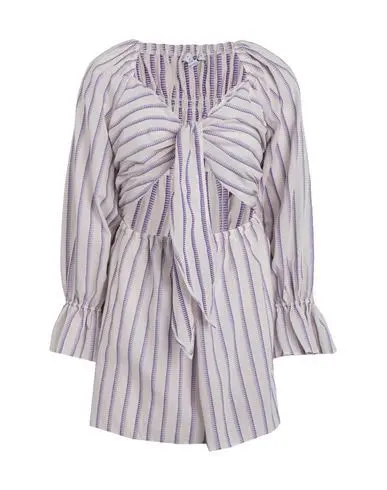 Topshop Striped Playsuit - White