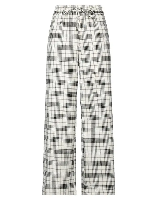 VICOLO Wide Leg Checked Chinos - White