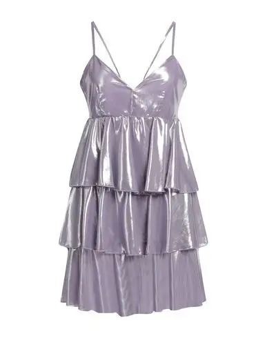 VICOLO Metallic Tiered Mini Dress