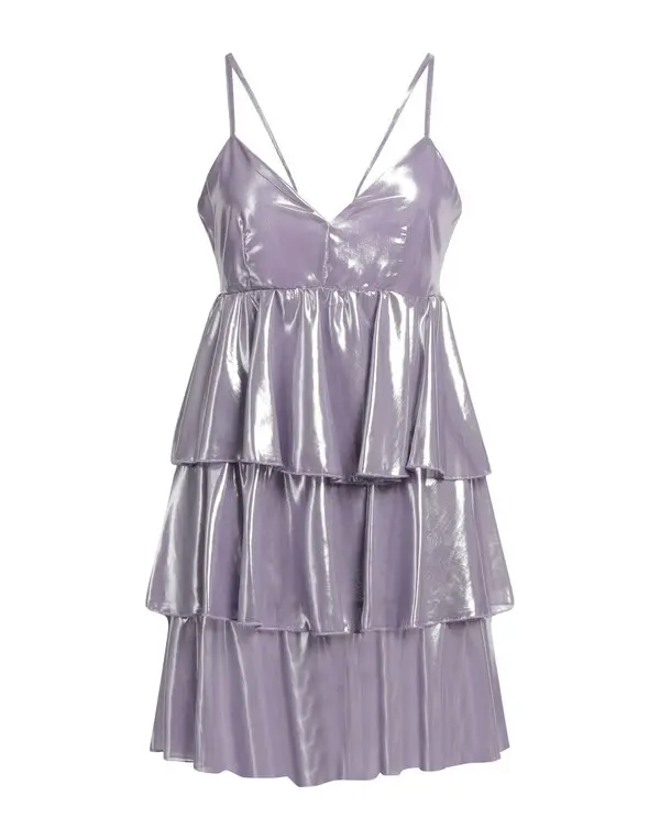 VICOLO Metallic Tiered Mini Dress