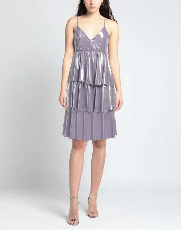 VICOLO Metallic Tiered Mini Dress
