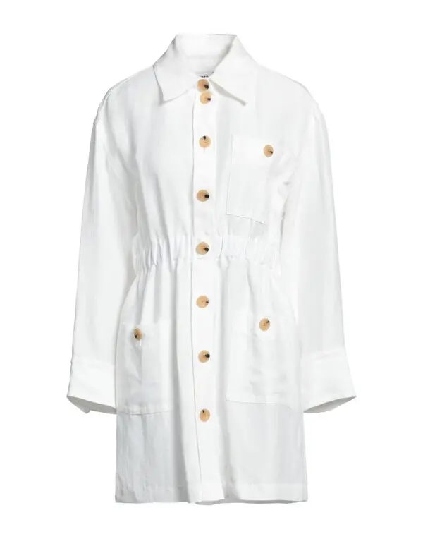 sandro white linen dress Mini trimmed linen dress in white for Women