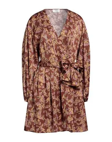 OTTOD'AME Floral-print Crepe Mini Wrap Dress - Brown