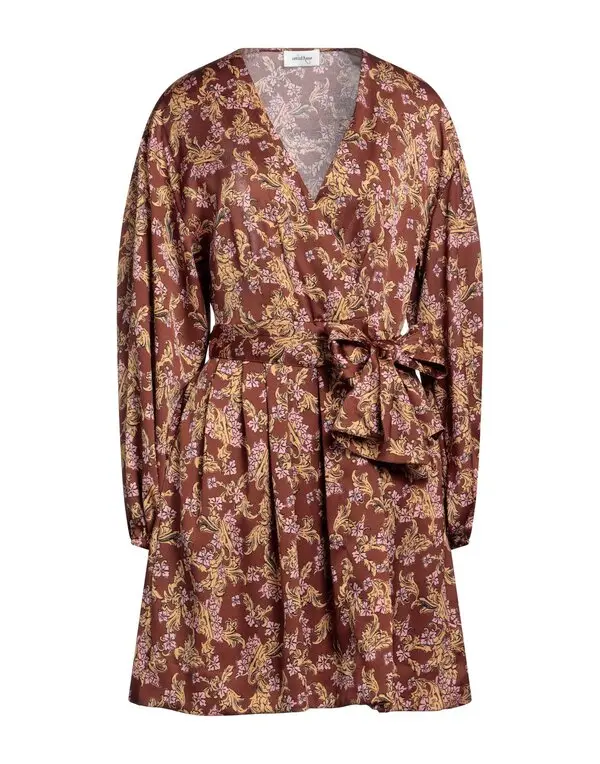OTTOD'AME Floral-print Crepe Mini Wrap Dress - Brown