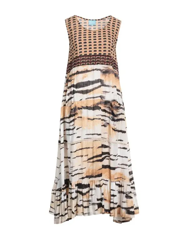 ICONIQUE Tiger-print Woven Midi Dress