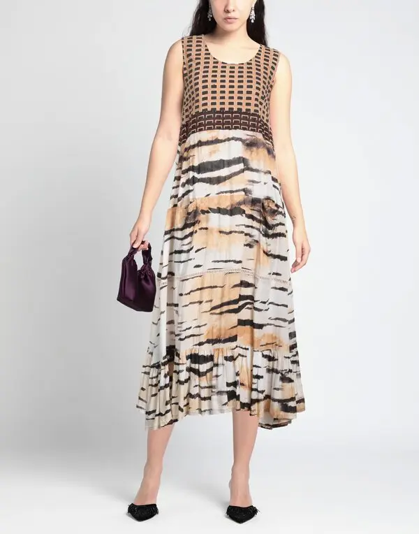 ICONIQUE Tiger-print Woven Midi Dress