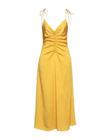 Sandro Maxi Flared Satin Dress - Yellow