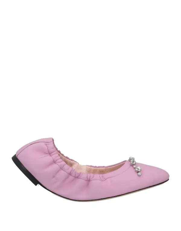 LANCEL Leather Ballet Flats - Purple