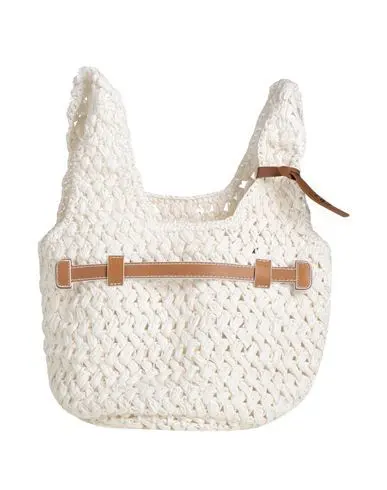 ANITA BILARDI Natural Raffia And Calfskin Handbag - Off White