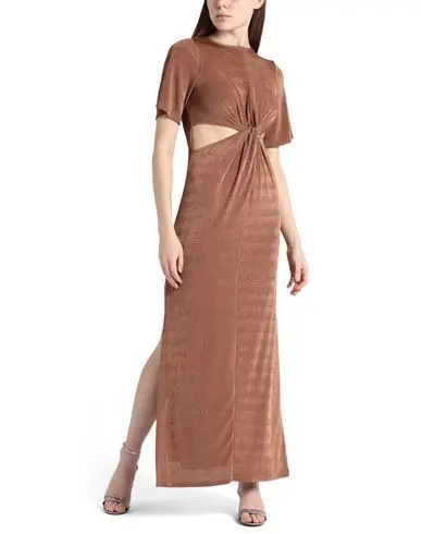 topshop brown satin dress Satin tie neck bias sleeveless dress in brown