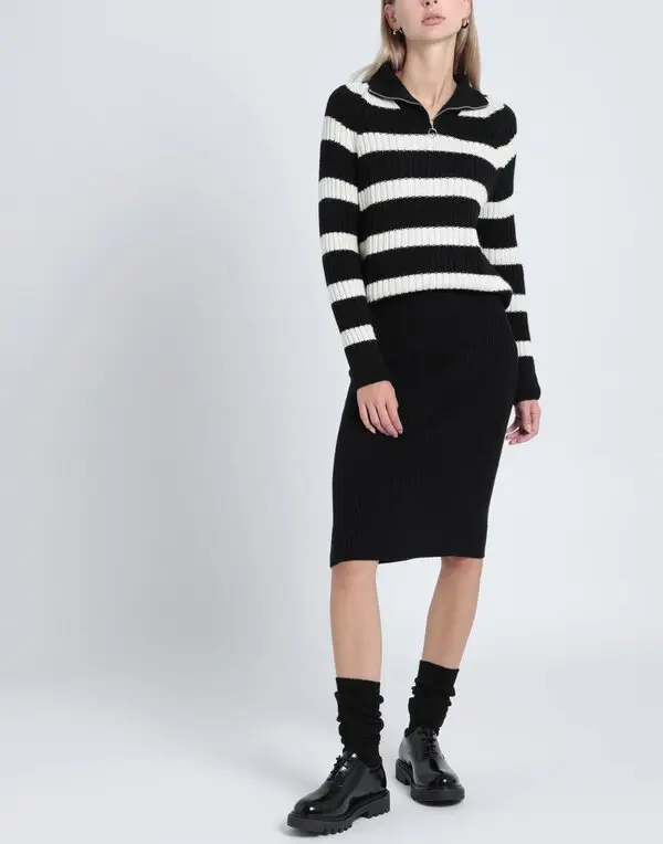 Only Striped Knit Turtleneck Top - Black