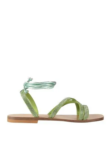 LIU •JO Tie-ankle Flat Sandals - Green
